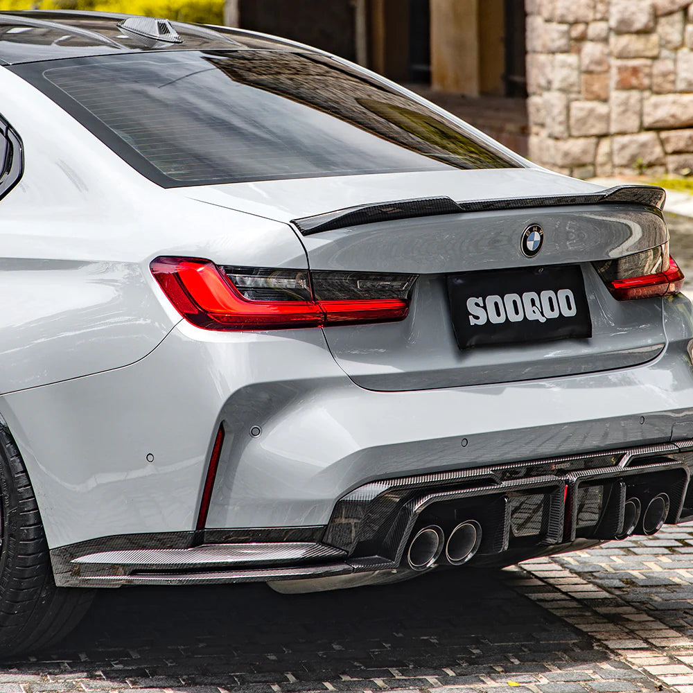 SOOQOO BMW M3 G80 G81 Type-A Prepreg Carbon Fiber Rear Diffuser Set ...